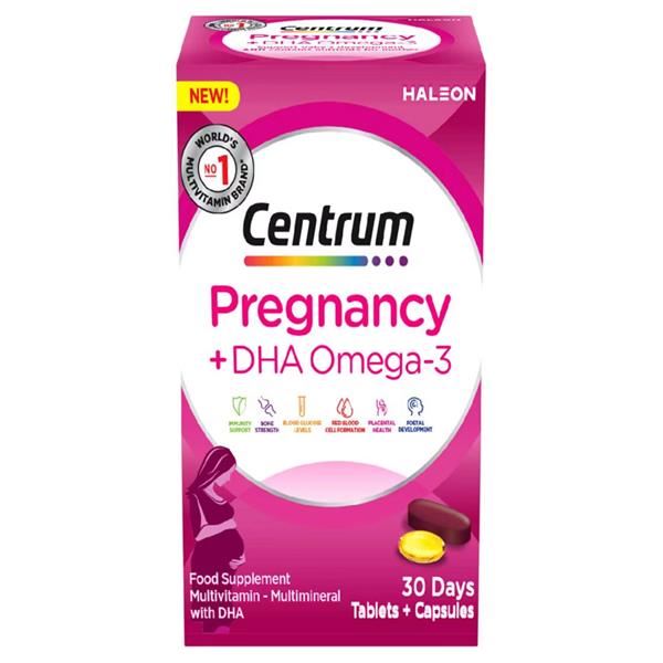 Centrum Pregnancy Vitamins DHA & Omega 3 - 30 Days Capsules & Tablets ...